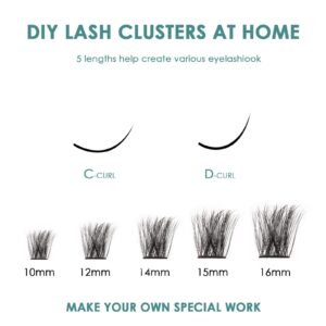 SISILILY Lash Extension Kit 120 Lash Clusters with Lash Bond and Seal and Lash Applicator C D Curl Cluster Eyelash Extensions Waterproof Long Lasting Individual Lashes Mega Look 10-16mm (S28-Mix)