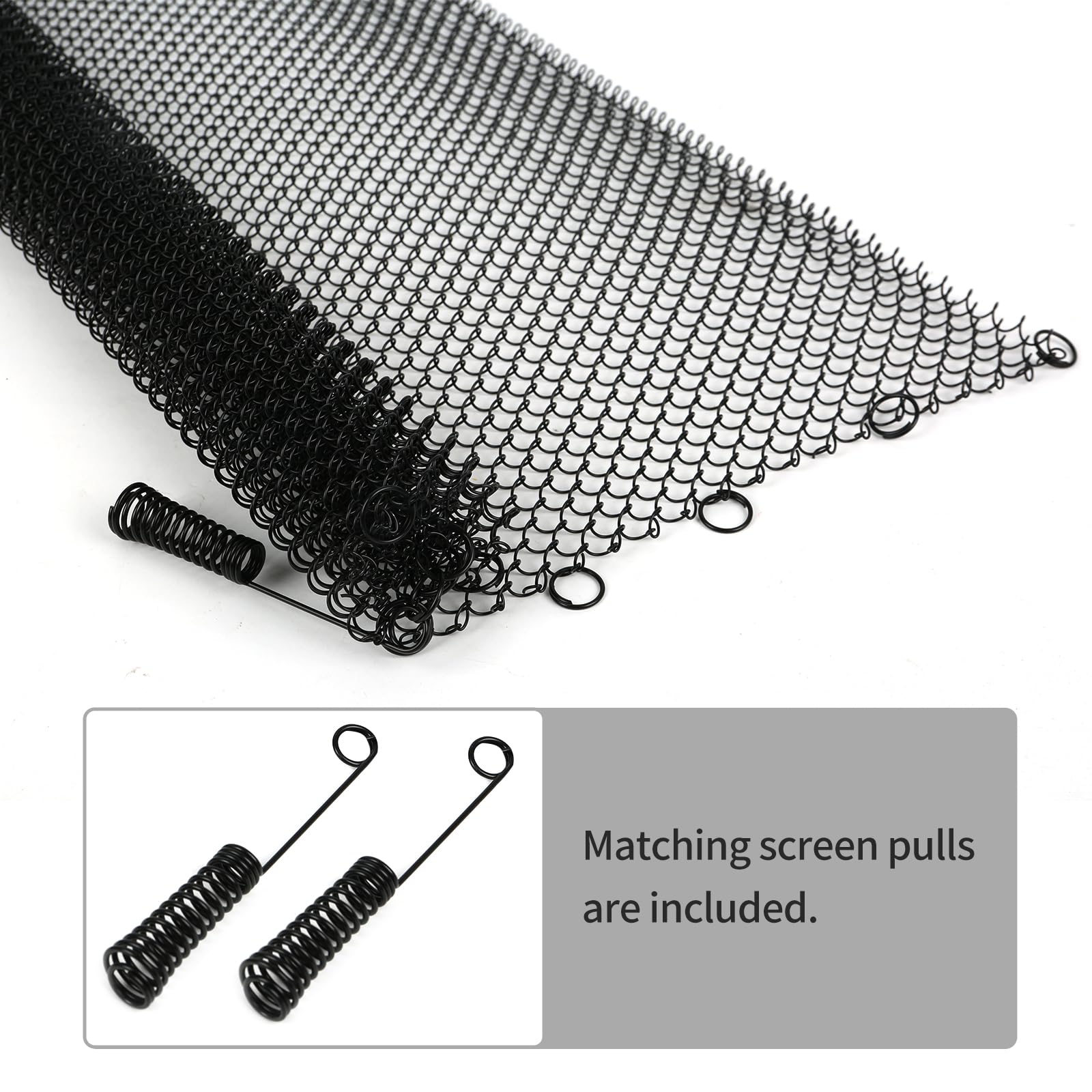 Copgge Fireplace Mesh Screen Curtain 2 Replacement Black Metal Hanging Mesh Curtain Fireplace Spark Guard Iron Mesh Fireplace Cover Fireplace Safety Mesh 24" High X 24" Wide with Pulls