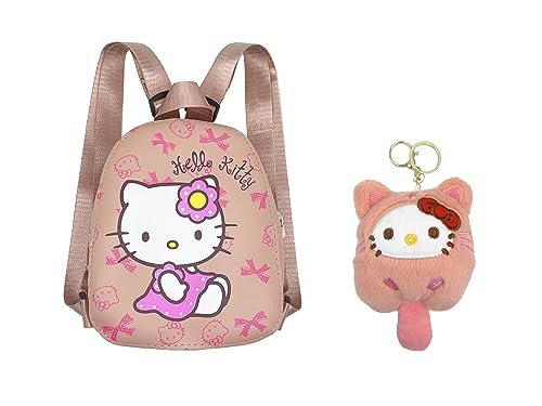 Fa-Doara Kitty Mini Backpack Purse for Women and Teens, Cute Backpack Purse with Plush Keychain, Small Backpack Wallet Pouch Purse Shoulder Bag