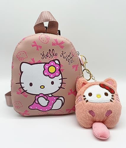 Fa-Doara Kitty Mini Backpack Purse for Women and Teens, Cute Backpack Purse with Plush Keychain, Small Backpack Wallet Pouch Purse Shoulder Bag