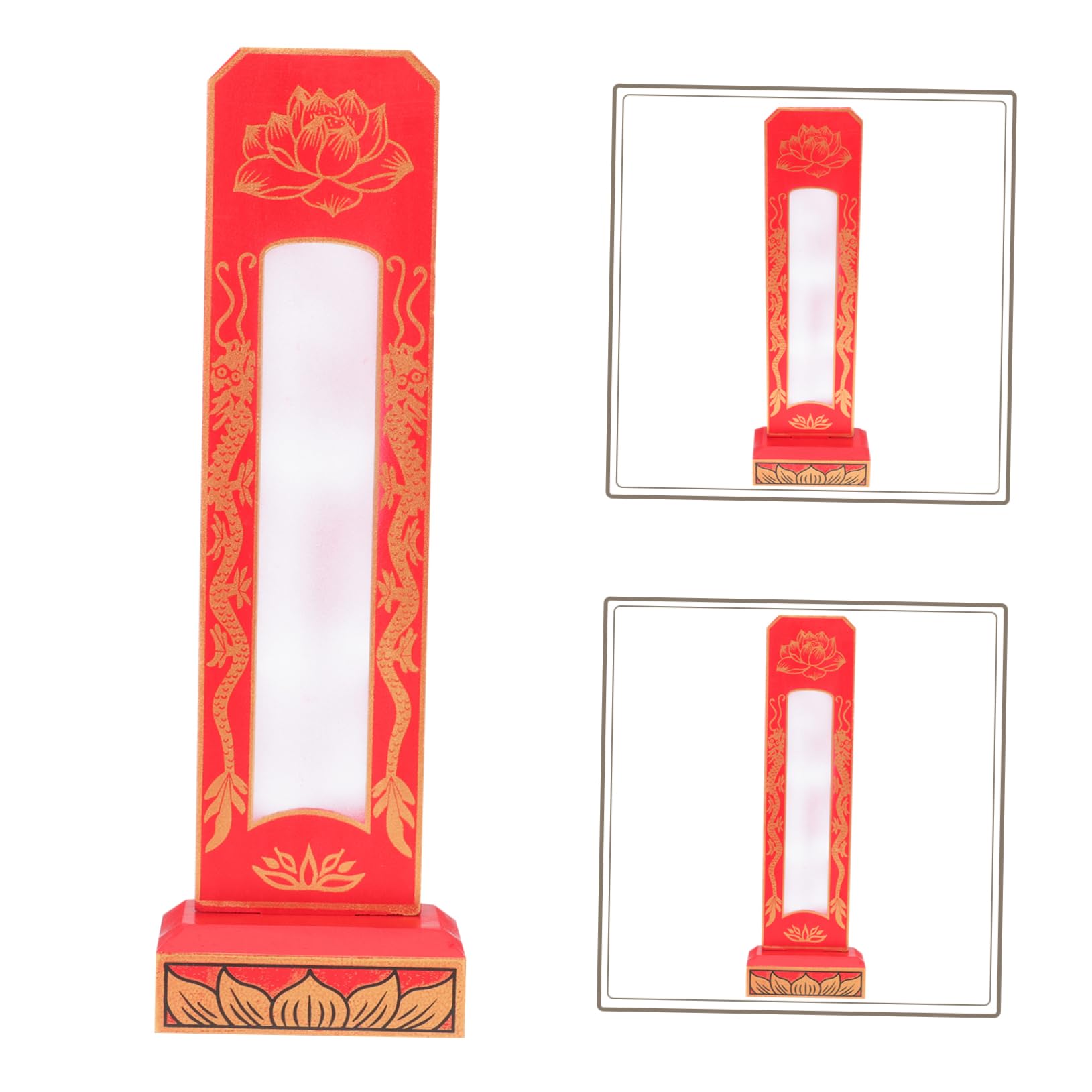 Garneck Cemetery Decorations for Grave Wooden Temple Board Chinese Ancestor Tablet Worship Board Day of The Dead Memorial Tablet Buddhist Offering Blank Plate Wind Chime Supplies Frame