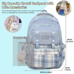 iwhgrmp Kawaii Backpack with Cute Accessories Versatile Big Capacity Cute Aesthetic Travel Backpacks Adorable Lovely Daypack (Black)