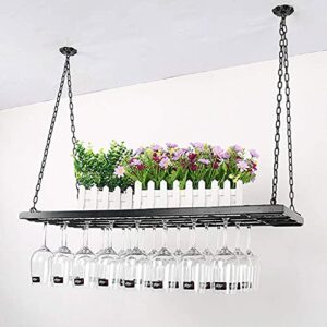 LAJUU Wine Racks,Ceiling Industrial Hanging Wine Glass Racks Stemware Holder Adjustable Height Decoration Shelf