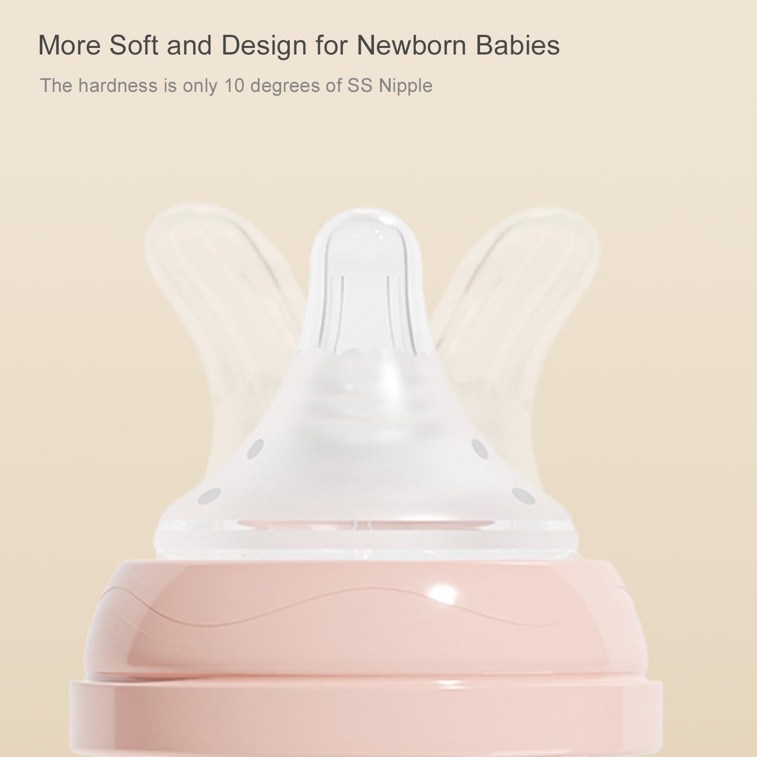 Gulicola Nursing Baby Bottles Wide Neck, Newborn Breastfeeding Bottles with Extra Slow Flow Nipples (SS), 0 Months +, BPA Free PP, 7 oz & 2 Pack - Pink