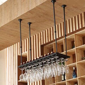 LAJUU Wine Racks,Adjustable Metal Ceiling Industrial Hanging Wine Glass Racks Goblet Stemware Holder Decoration Shelf