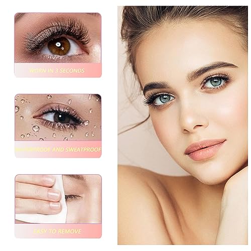 Self Adhesive Eyelashes, 4 Pairs False Eyelashes Natural Look,Reusable Adhesive Eyelashes,Self Adhesive Eyelashes Reusable Self Sticking,Waterproof No Glue Eyelashes, False Lashes for Women Gift