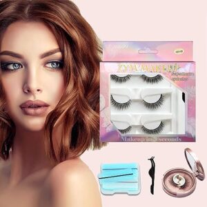 Self Adhesive Eyelashes, 4 Pairs False Eyelashes Natural Look,Reusable Adhesive Eyelashes,Self Adhesive Eyelashes Reusable Self Sticking,Waterproof No Glue Eyelashes, False Lashes for Women Gift