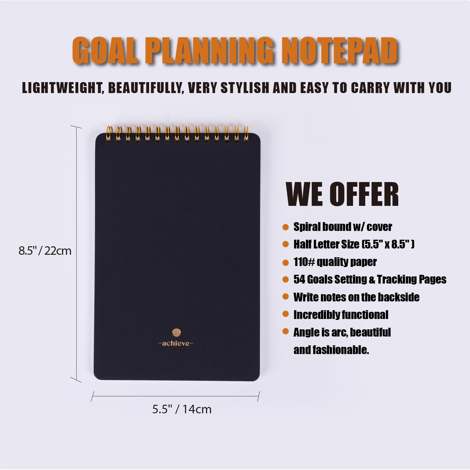 Goal Planning Notepad - A5 Goal Setting Journal for Project Management with Action plan, Task List & Daily Goal Tracker. Productivity Planner for Business Work - 54 Sheets