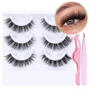 newcally false eyelashes russian strip lashes wispy mink lashes fluffy d curl fake lashes like eyelash extension lash strips 9 pairs pack