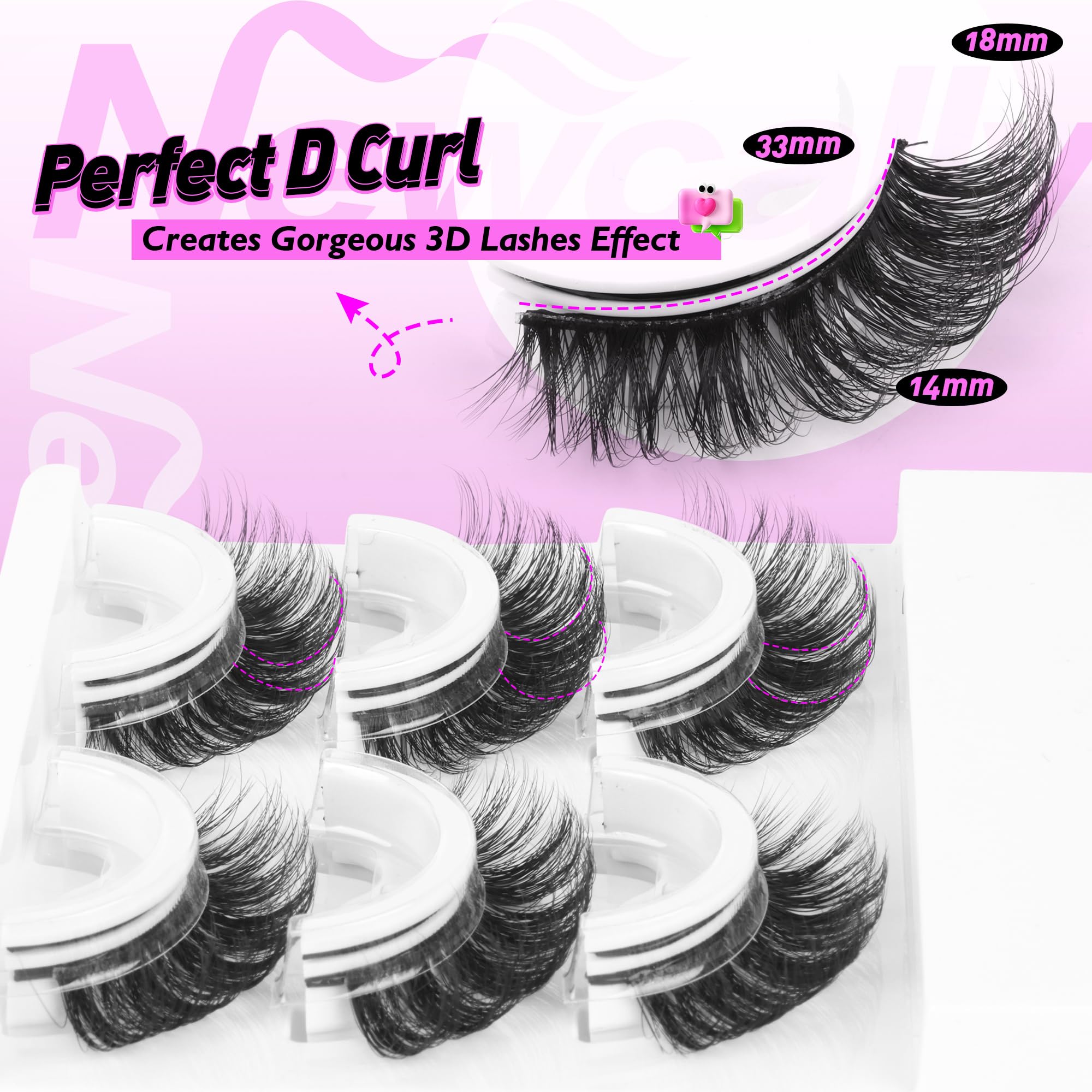 Newcally False Eyelashes Russian Strip Lashes Wispy Mink Lashes Fluffy D Curl Fake Lashes Like Eyelash Extension Lash Strips 9 Pairs Pack