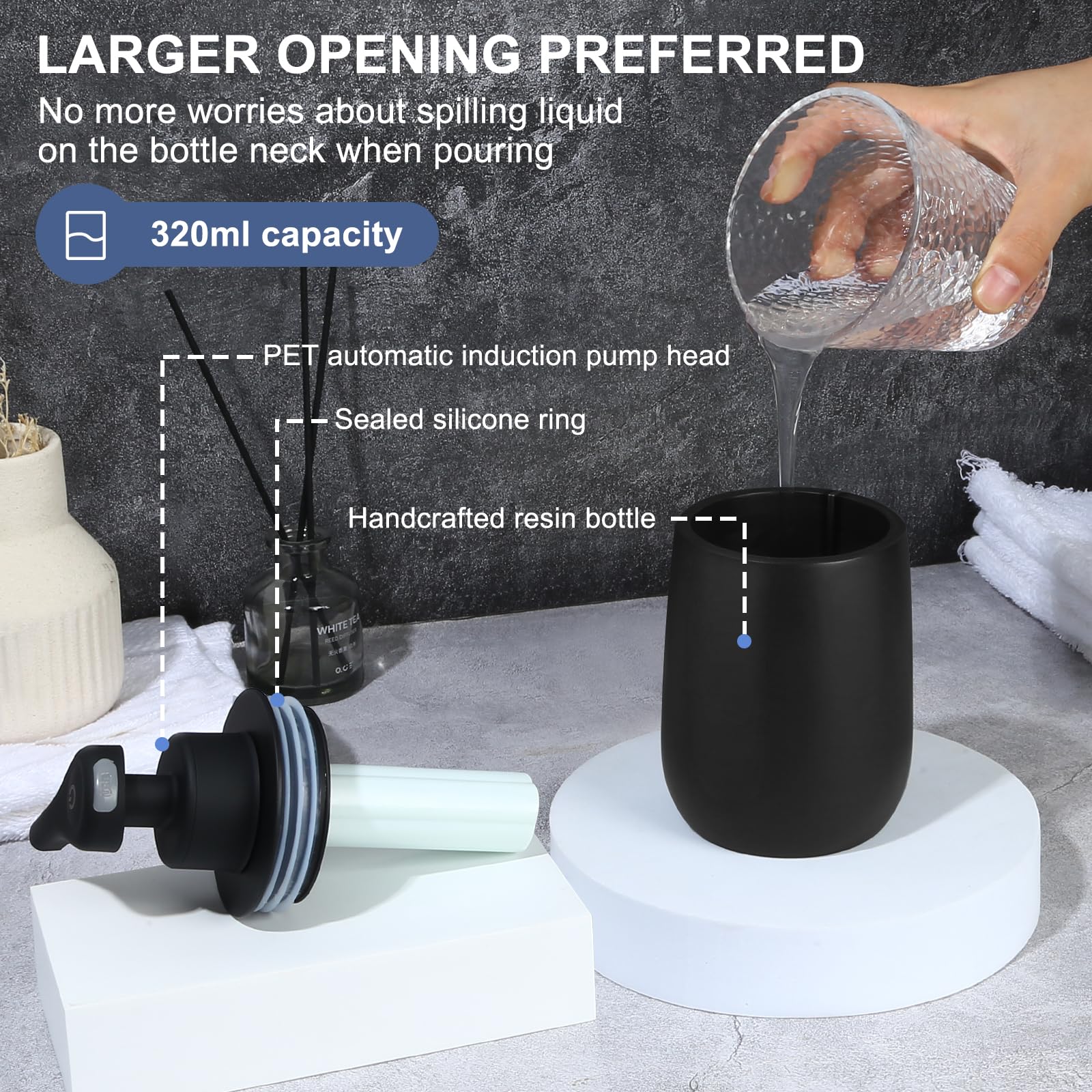 Automatic Soap Dispenser Liquid Hand Free Soap Dispenser Rechargeable Soap Dispenser Touchless Soap Dispenser Smart Electric Auto Dish Soap Dispenser for Bathroom, Kitchen, Commercia Black