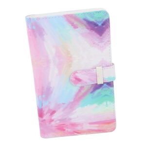 3 inch photo album high transparency security protection for instant camera photo album pu leather cover for movie tickets (pink tie dye)