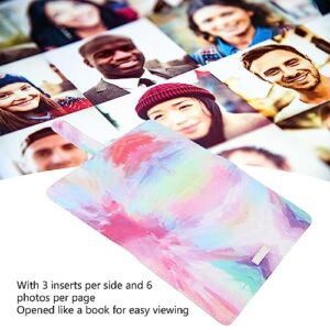 3 Inch Photo Album High Transparency Security Protection for Instant Camera Photo Album PU Leather Cover for Movie Tickets (Pink Tie Dye)