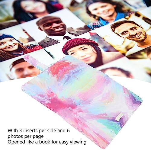 3 Inch Photo Album High Transparency Security Protection for Instant Camera Photo Album PU Leather Cover for Movie Tickets (Pink Tie Dye)