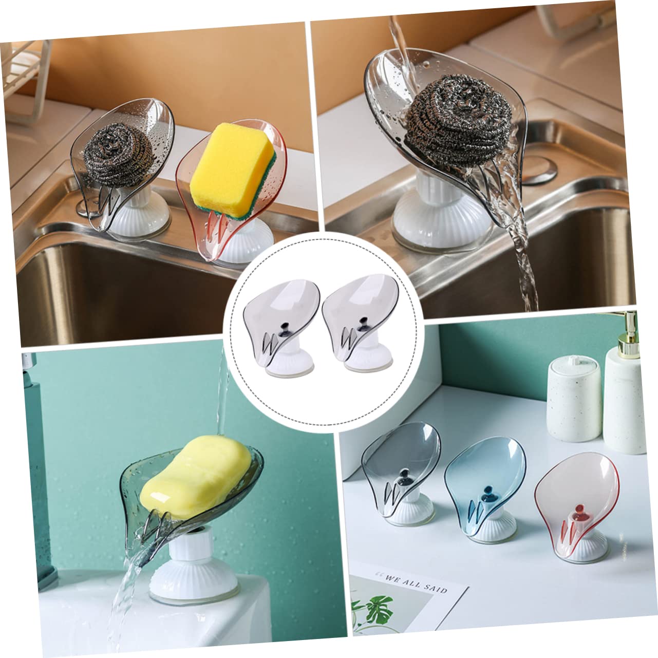 SHOWERORO 2pcs Soap Box Wall Soap Holder Soap Drain Saver Countertop Soap Dish Drain Soap Container Brackets for Shelves Wall Hand Soap Dispenser Foam Big Sucker to Rotate Storage Plastic