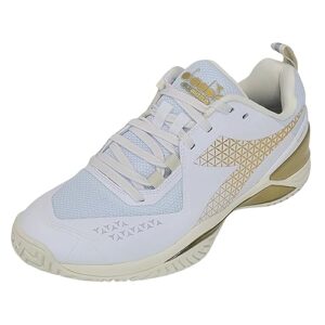 diadora women's blushield torneo 2 all ground tennis shoe (white/gold, 9.5)