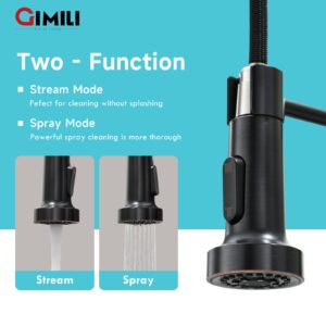 GIMILI Oil Rubbed Bronze Touchless Kitchen Faucet with AC Adapter, Motion Sensor Smart Hands Free Single Handle Kitchen Sink Faucet with Pull Down Sprayer