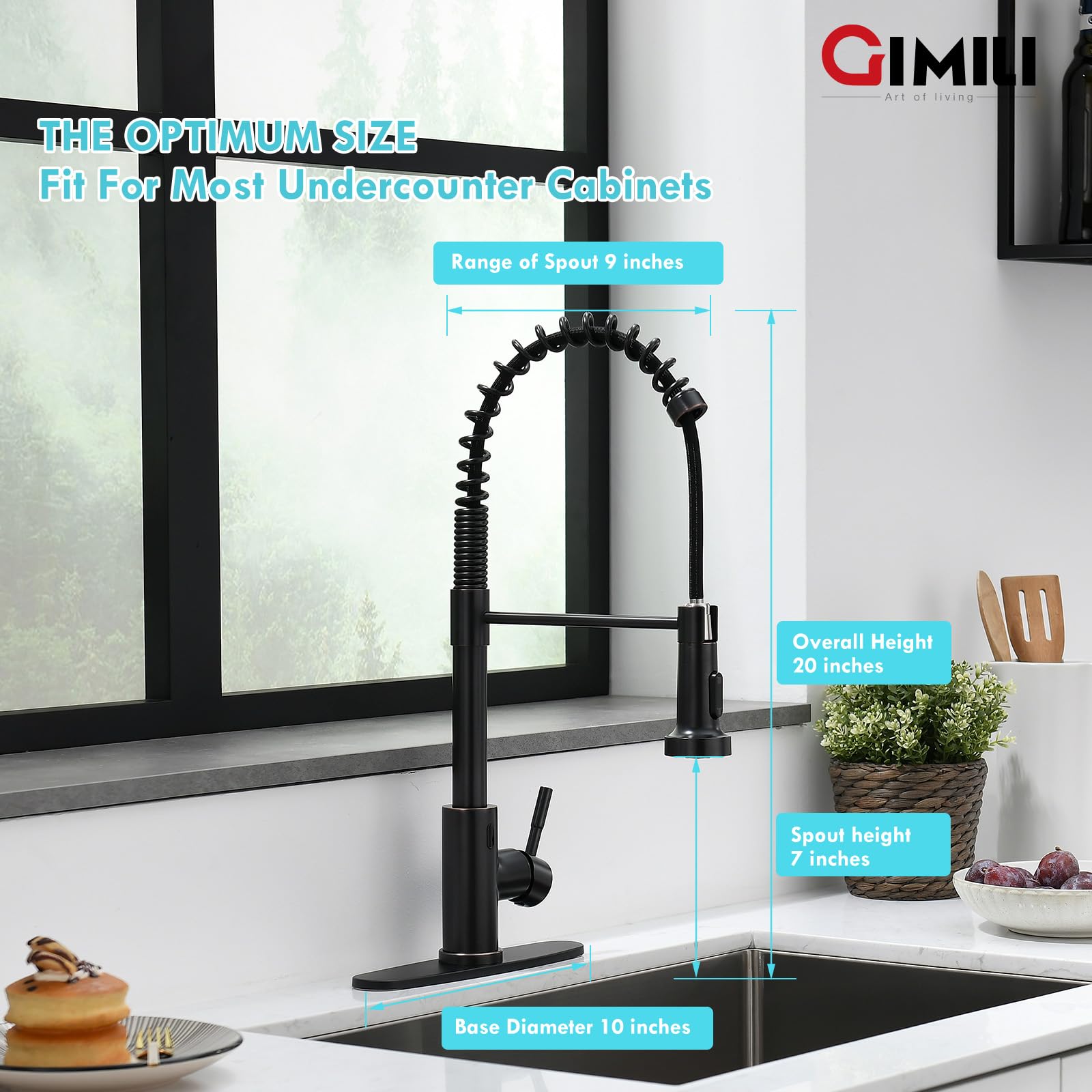 GIMILI Oil Rubbed Bronze Touchless Kitchen Faucet with AC Adapter, Motion Sensor Smart Hands Free Single Handle Kitchen Sink Faucet with Pull Down Sprayer