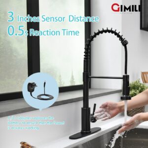 GIMILI Oil Rubbed Bronze Touchless Kitchen Faucet with AC Adapter, Motion Sensor Smart Hands Free Single Handle Kitchen Sink Faucet with Pull Down Sprayer