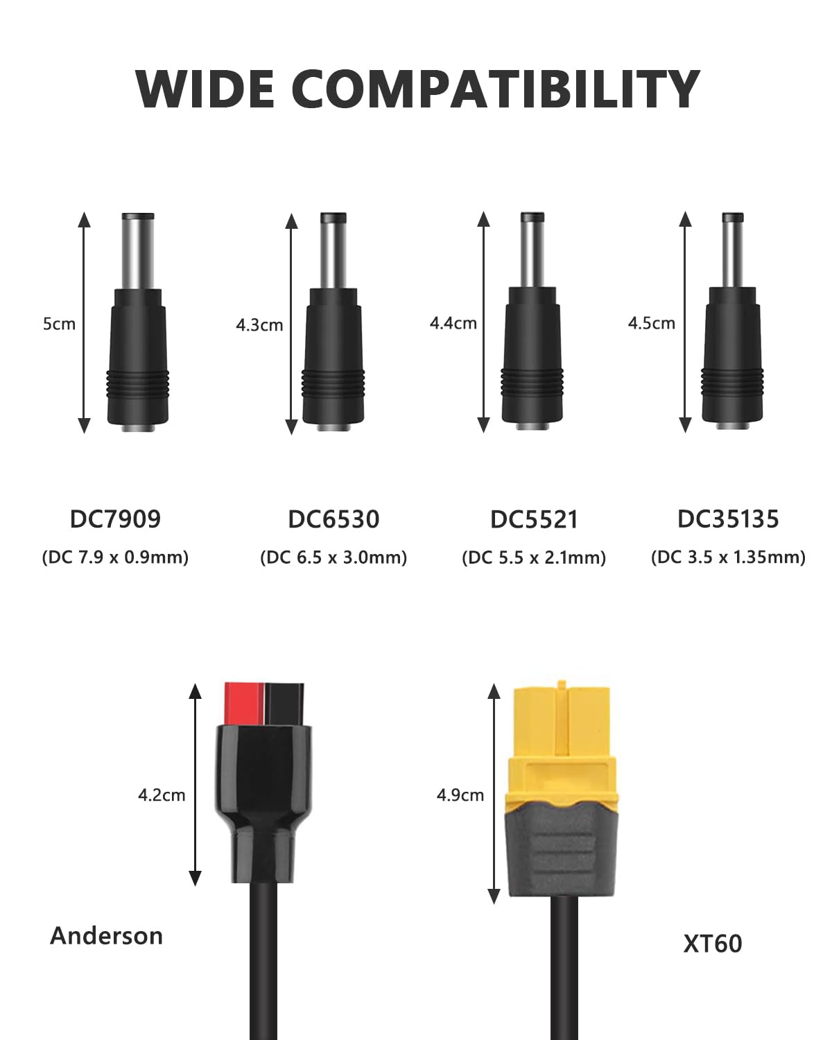 NEOQOQO 6 in 1 Solar Panel Connectors Extension Cable, 14AWG Solar Panel Female and Male Connectors to XT60 Anderson 4 Different DC Adapter Cables for Solar Panel & Power Station