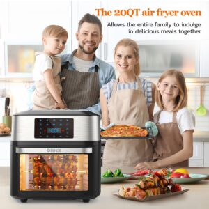 GLUCK Air Fryer Oven, 10-in-1 20 QT Airfryer Oven with Visible Cooking Window, Large Air Fryer Toaster Oven Combo with Recipes & 13 Accessories, ETL Certification