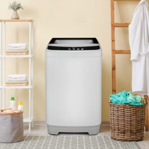 LEADZM 13lbs Portable Washing Machine, Full-Automatic 1.32cu.ft Washer and Dryer Combo with Drain Pump, 10 Wash Program and 8 Water Level, Compact Laundry Washer for House Apartment Dorm, White & Grey