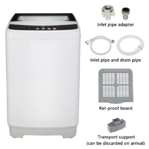 LEADZM 13lbs Portable Washing Machine, Full-Automatic 1.32cu.ft Washer and Dryer Combo with Drain Pump, 10 Wash Program and 8 Water Level, Compact Laundry Washer for House Apartment Dorm, White & Grey