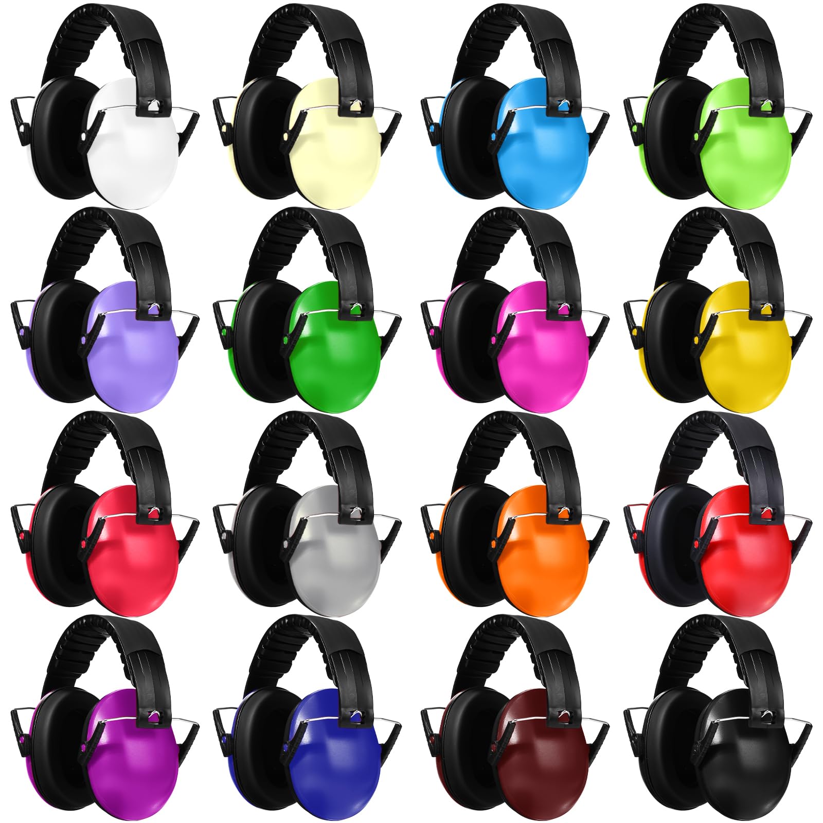 Copkim 16 Pcs Bulk Kids Noise Reduction Headphones 28 NRR Noise Cancelling Headphone for Kids Adjustable Ear Muffs for Noise Reduction Baby Ear Protection, 16 Colors