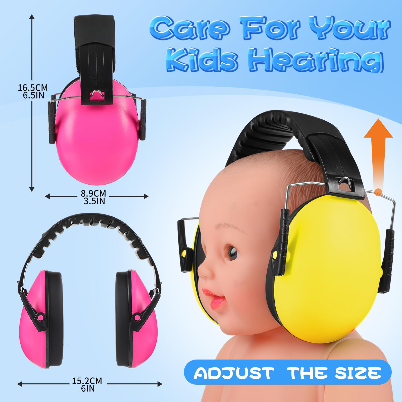 Copkim 16 Pcs Bulk Kids Noise Reduction Headphones 28 NRR Noise Cancelling Headphone for Kids Adjustable Ear Muffs for Noise Reduction Baby Ear Protection, 16 Colors