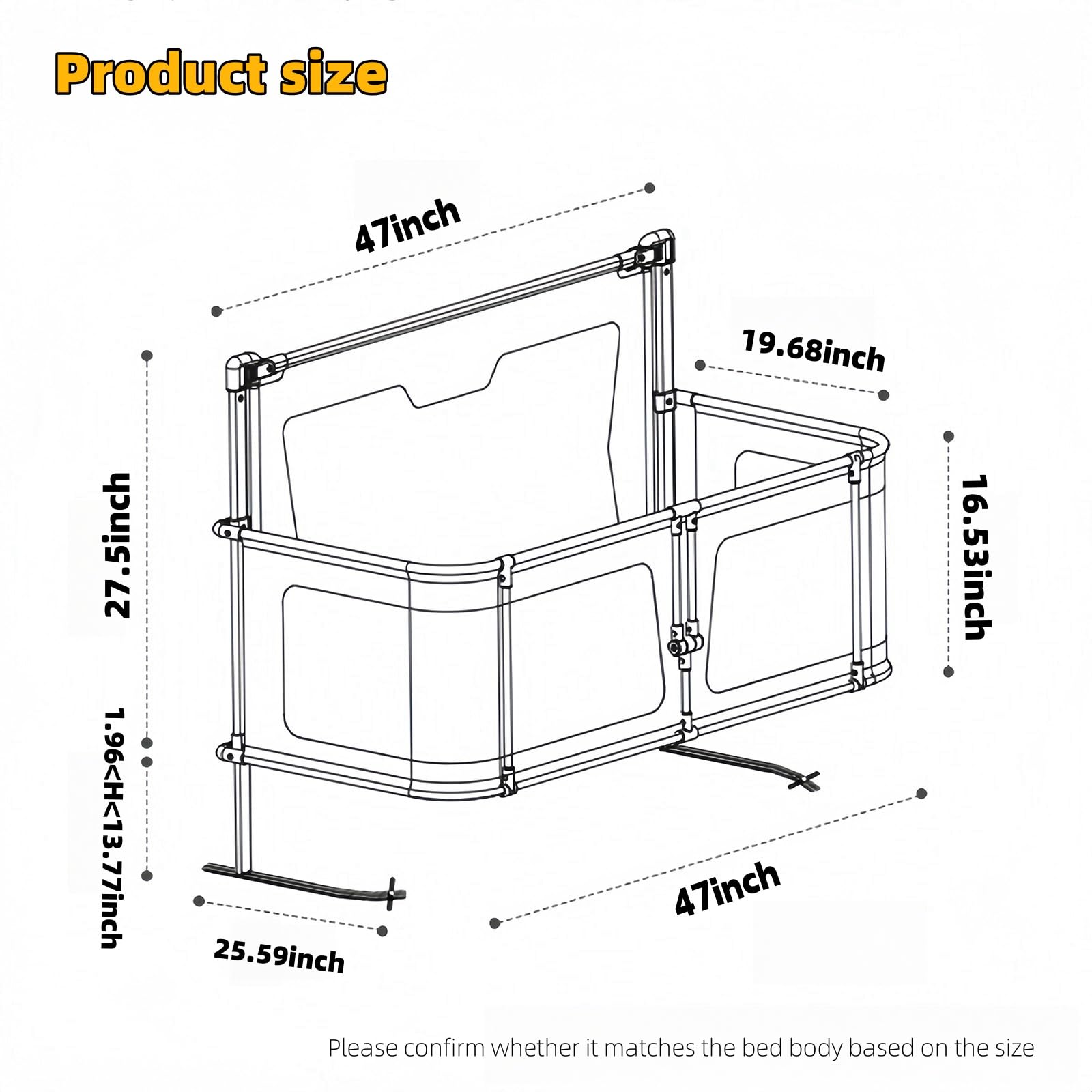 PANBAYI Bedside Crib - 3 in 1 Baby Bassinet, Portable Crib and Bed Rail for Co-Sleeping Babies. Bed Side Lifting Fence with Adjustable Height，Easy to Assemble,Bed Rail for Toddlers