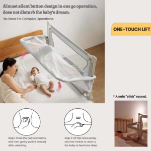 PANBAYI Bedside Crib - 3 in 1 Baby Bassinet, Portable Crib and Bed Rail for Co-Sleeping Babies. Bed Side Lifting Fence with Adjustable Height，Easy to Assemble,Bed Rail for Toddlers