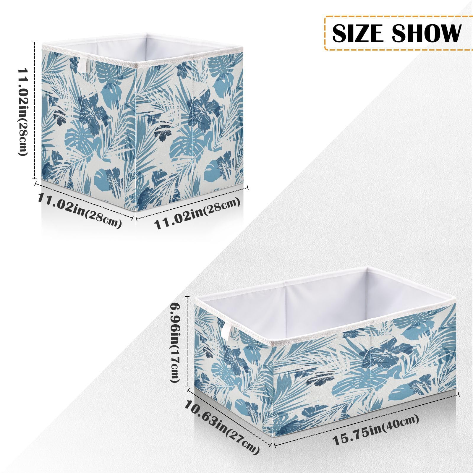 Kigai Hawaiian Plants Flowers Rectangular Storage Bins - 16x11x7 In Large Foldable Storage Basket Fabric Storage Baskes Organizer for Toys, Books, Shelves, Closet, Home Decor