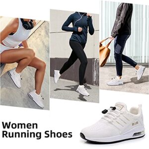 BOGOVER Womens Lightweight Air Running Shoes, Breathable Gym Jogging Running Tennis Sneakers with Air Cushion,No Tie White 7.5