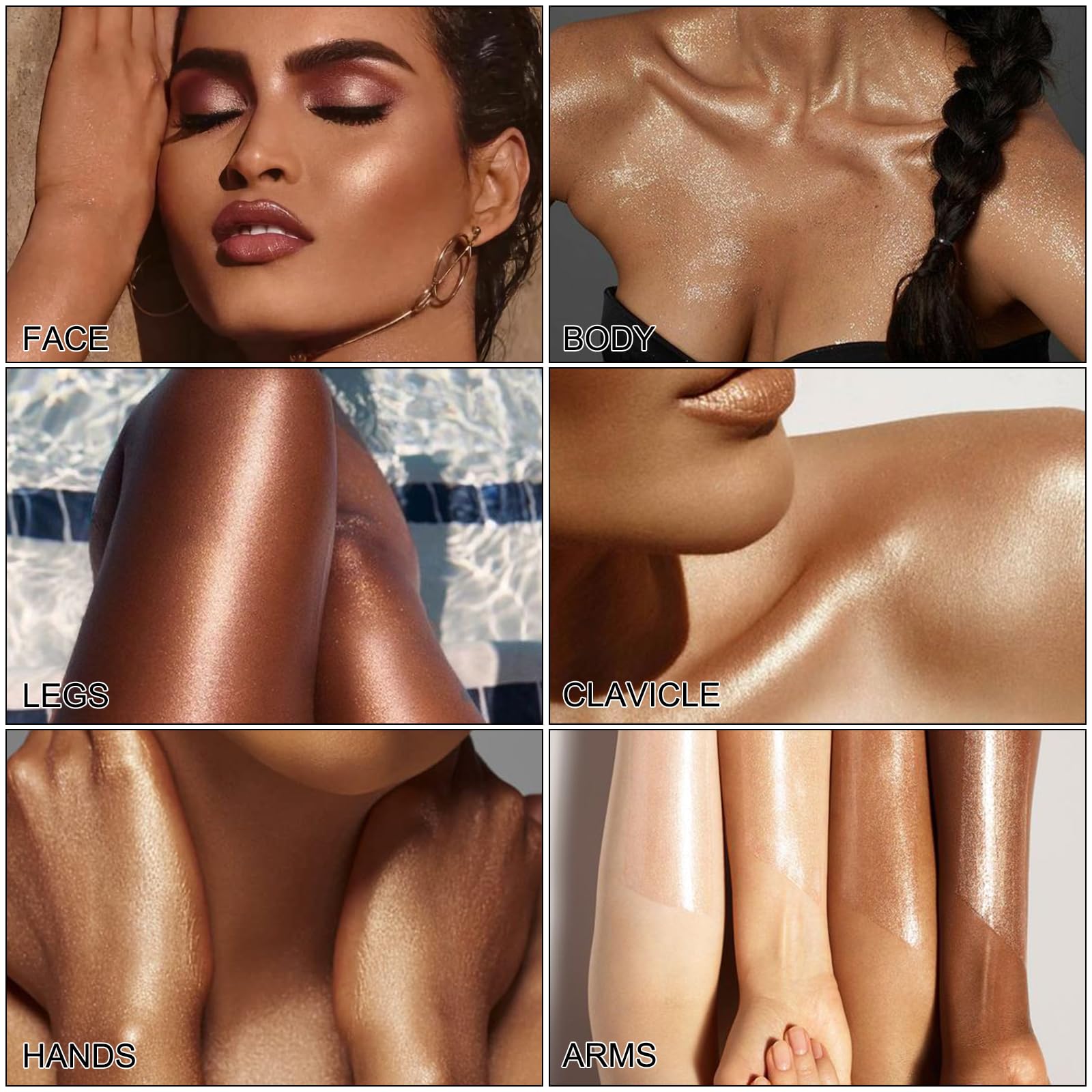 Body Shimmer Oil,Shimmering Body Oil,Bronze Face Brighten Glow Pearl Highlighter Illuminator Body Makeup Shine Glitter,Summer Body Glitter Moisturizing Glow Body Luminizer(3.4 Fl Oz)