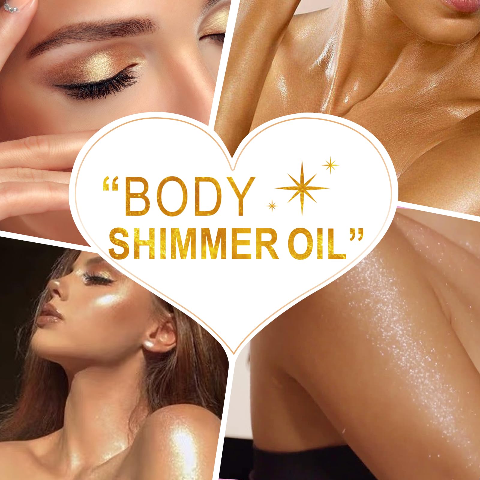 Body Shimmer Oil,Shimmering Body Oil,Bronze Face Brighten Glow Pearl Highlighter Illuminator Body Makeup Shine Glitter,Summer Body Glitter Moisturizing Glow Body Luminizer(3.4 Fl Oz)