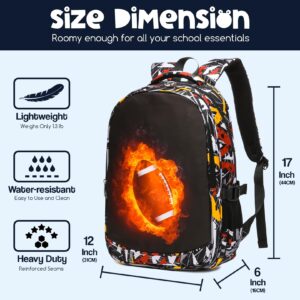 Football Backpack for Boys Kids Bookbags School Bags for Elementary Kindergarten Preschool Children Middle School Teens Cool Book Bags for Child Ages 8-12 School Stuff Mochilas para Niños de 8 Años