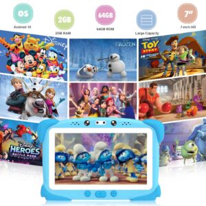 Kids Tablet 7 Toddler Tablet for Kids, 32GB Tablet for Toddler Learning, Children Tablet with WiFi, Camera, IPS Screen, Parental Control, Pre-Installed Apps, for Boys Girl（Blue）