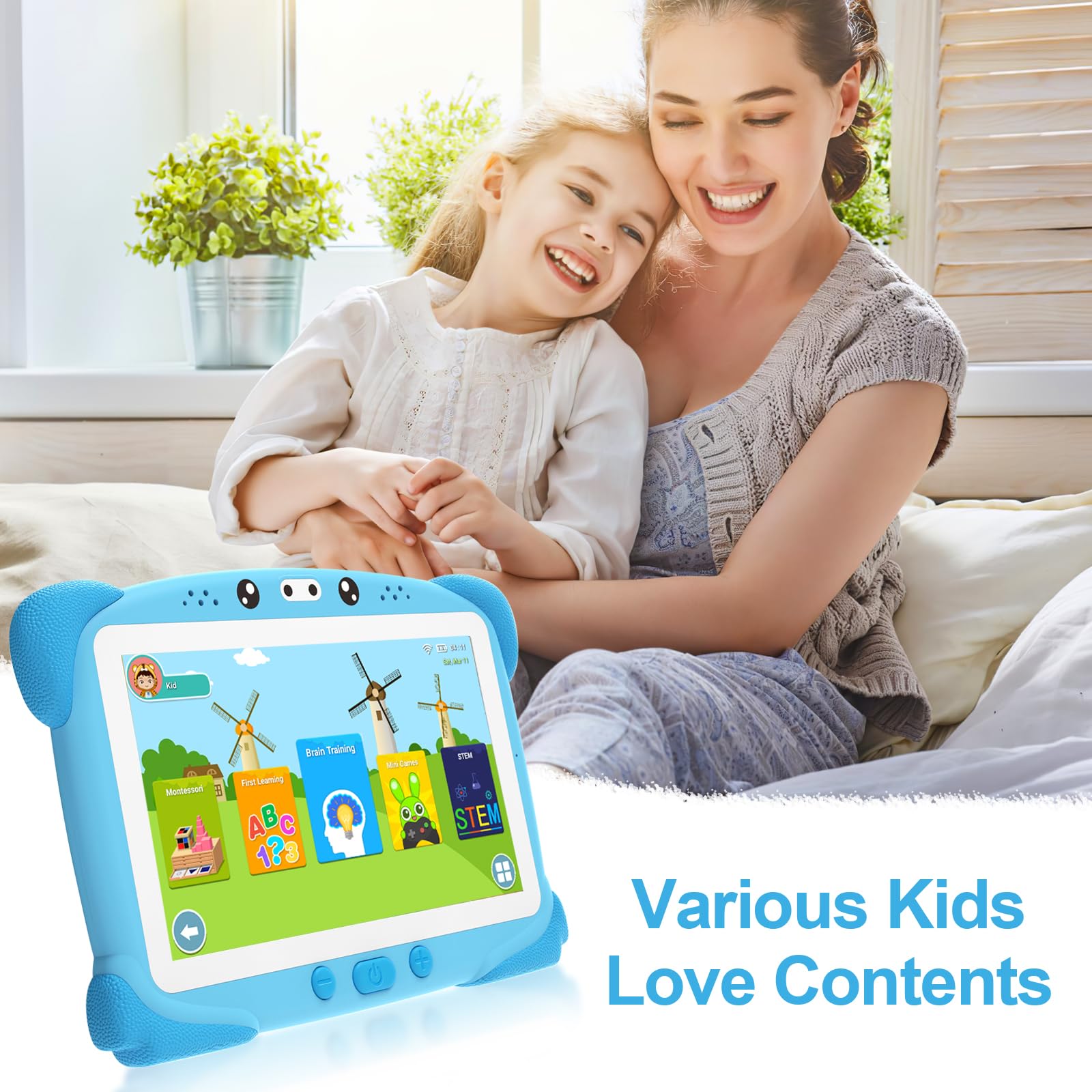 Kids Tablet 7 Toddler Tablet for Kids, 32GB Tablet for Toddler Learning, Children Tablet with WiFi, Camera, IPS Screen, Parental Control, Pre-Installed Apps, for Boys Girl（Blue）