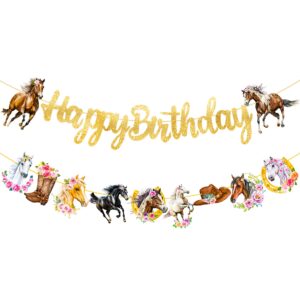 cowgirl happy birthday banner cowgirl birthday party supplies glitter western cowgirl theme birthday banners decorations for western girl’s birthday party horse birthday party baby shower supplies