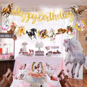 Cowgirl Happy Birthday Banner Cowgirl Birthday Party Supplies Glitter Western Cowgirl Theme Birthday Banners Decorations for Western Girl’s Birthday Party Horse Birthday Party Baby Shower Supplies