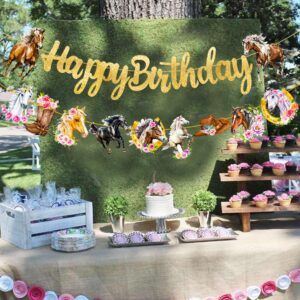 Cowgirl Happy Birthday Banner Cowgirl Birthday Party Supplies Glitter Western Cowgirl Theme Birthday Banners Decorations for Western Girl’s Birthday Party Horse Birthday Party Baby Shower Supplies