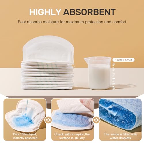 NCVI Nursing Pads Disposable, Super Absorbent and Keep Dry, Breast Pads for Leaking Milk, Soft &Thin Nipple Pads for Nursing Moms, Breastfeeding Essentials, 60 Count