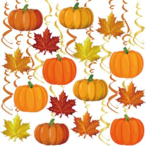 fall decor pumpkin maple leaf hanging swirl - fall thankgiving pumpkin party ceiling decorations for home classroom office autumn thanksgiving harvest decor party supplies