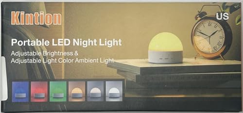 Kintion Portable LED Night Lamp for Kids and Adult(with RGB Mode), Bedside Dimmable Warm Night Light, Soft Eye Caring Night Light for Kids Breastfeeding and Sleep Aid, 8 Colors, 2pcs