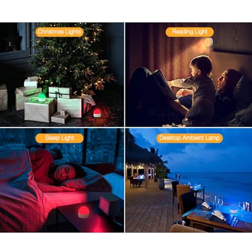 Kintion Portable LED Night Lamp for Kids and Adult(with RGB Mode), Bedside Dimmable Warm Night Light, Soft Eye Caring Night Light for Kids Breastfeeding and Sleep Aid, 8 Colors, 2pcs