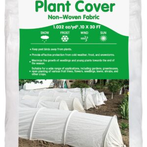 HAINANSTRY Plant Covers Freeze Protection, 10Ft x 30Ft Frost Cloth Plant Freeze Protection, Frost Blankets for Outdoor Plants, Garden Non-Woven Fabrics Plant Cover for Winter Frost Protection