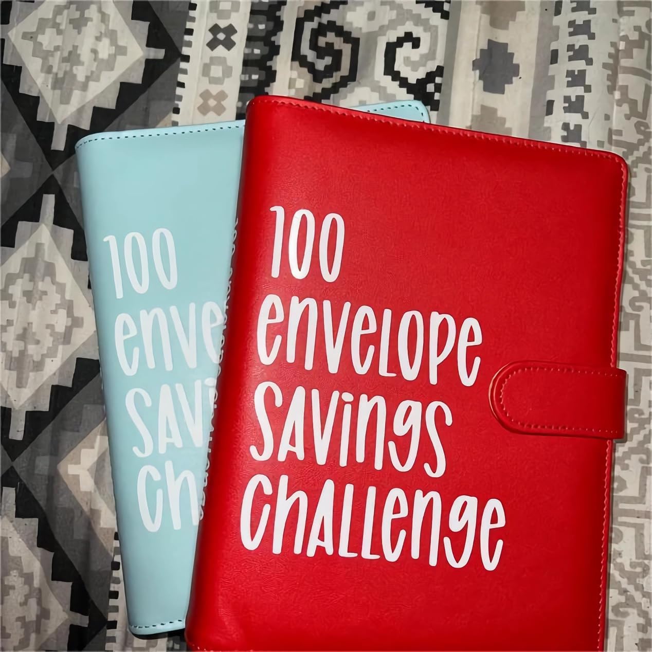 100 Envelope Challenge Binder, Savings Challenges Sheets，Easy and Fun Way to Save $5,050, Budget Binder with Cash Envelopes, Savings Challenges Binder, Budget Planner Book for Budgeting (Mint Blue)