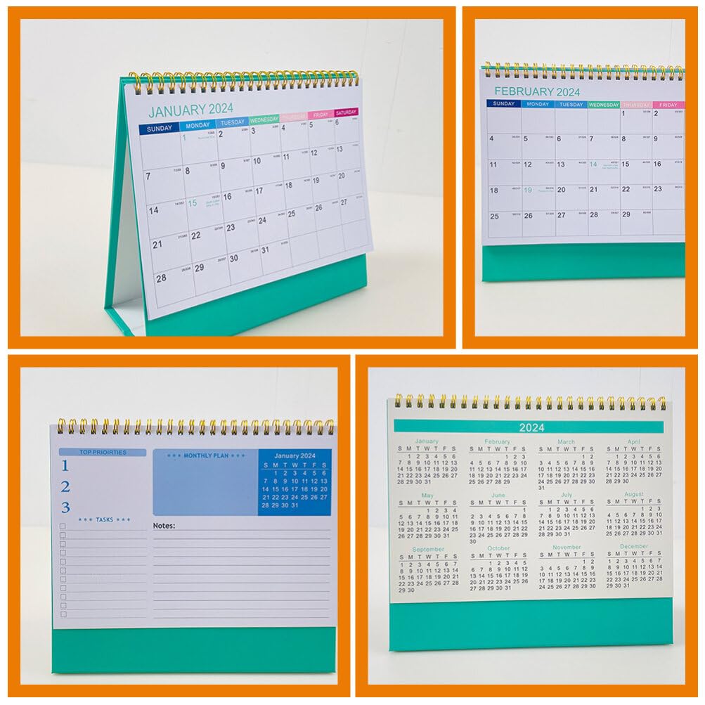 Alipis 2024 Desk Calendar Paper Office Coil Ledger