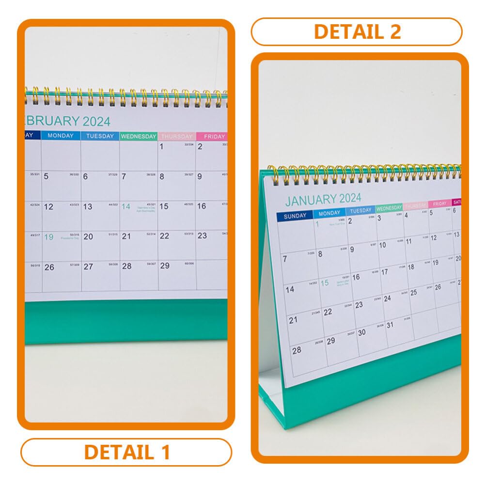 Alipis 2024 Desk Calendar Paper Office Coil Ledger