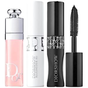 Dior Addict Mini Lip Maximizer 001 Pink, Mascara Base 3D Primer, Pump n Volume Mascara 090 - Travel Size Gift Set